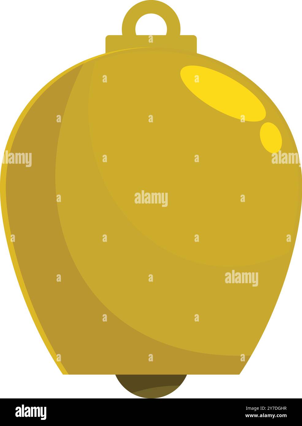 Golden bell hanging and making a ringing sound, isolated on white ...