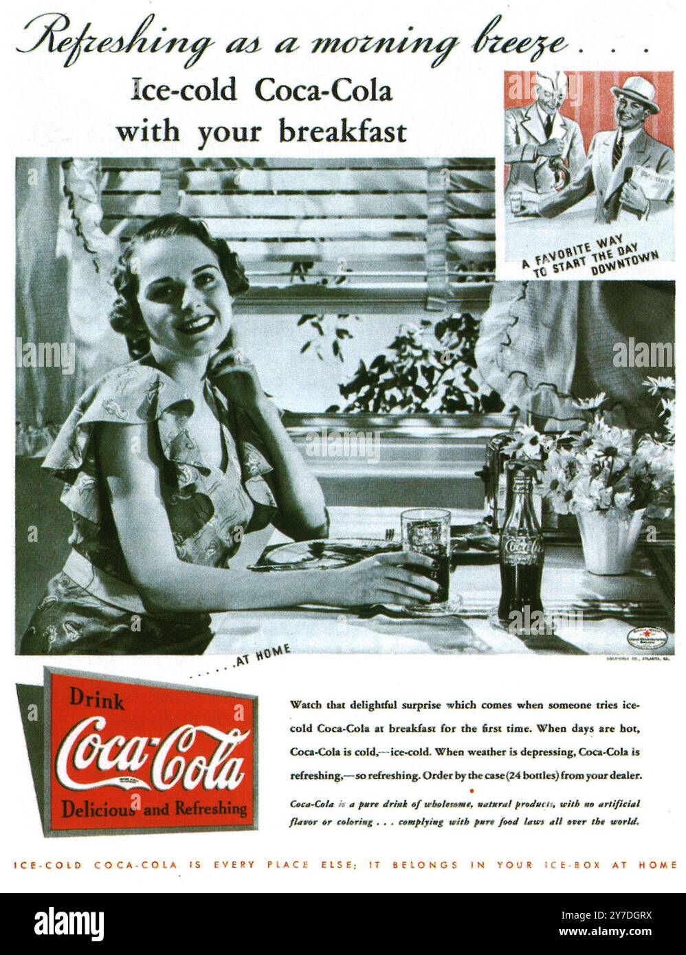 1935 Coca-Cola Ad - "Iced Coca-Cola with your breakfast Stock Photo - Alamy