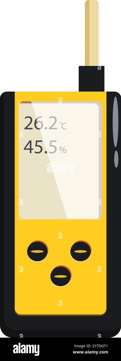 Electronic device showing temperature and humidity levels on its ...