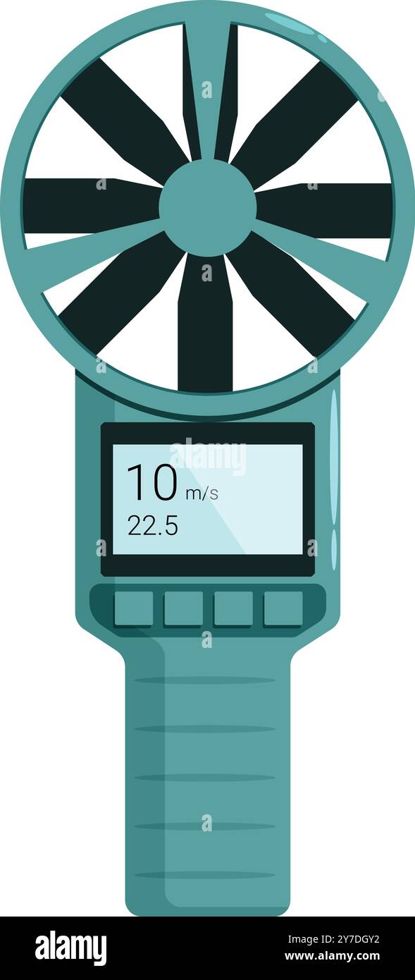 Digital anemometer is measuring wind speed and displaying data on ...