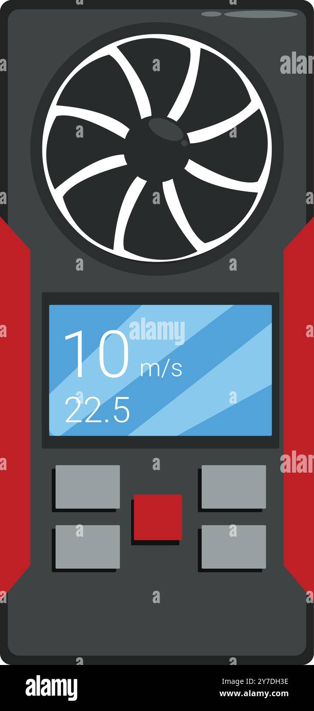 Digital anemometer with a screen showing wind speed is used by ...
