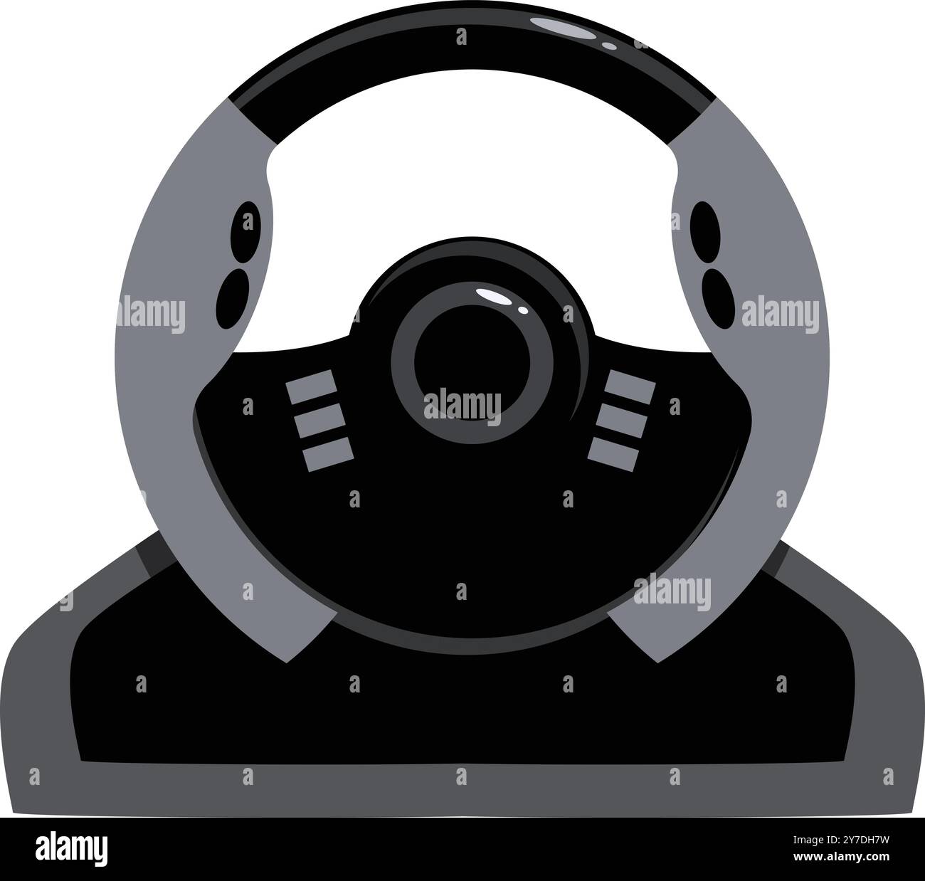 Black and gray steering wheel with buttons for playing racing games on ...