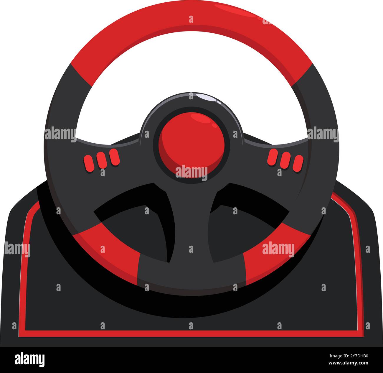Black and red gaming steering wheel with buttons, enabling gamers to ...