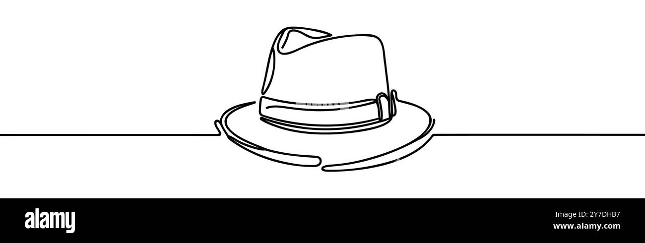 Continuous one line drawing of hat. Isolated on white background vector ...