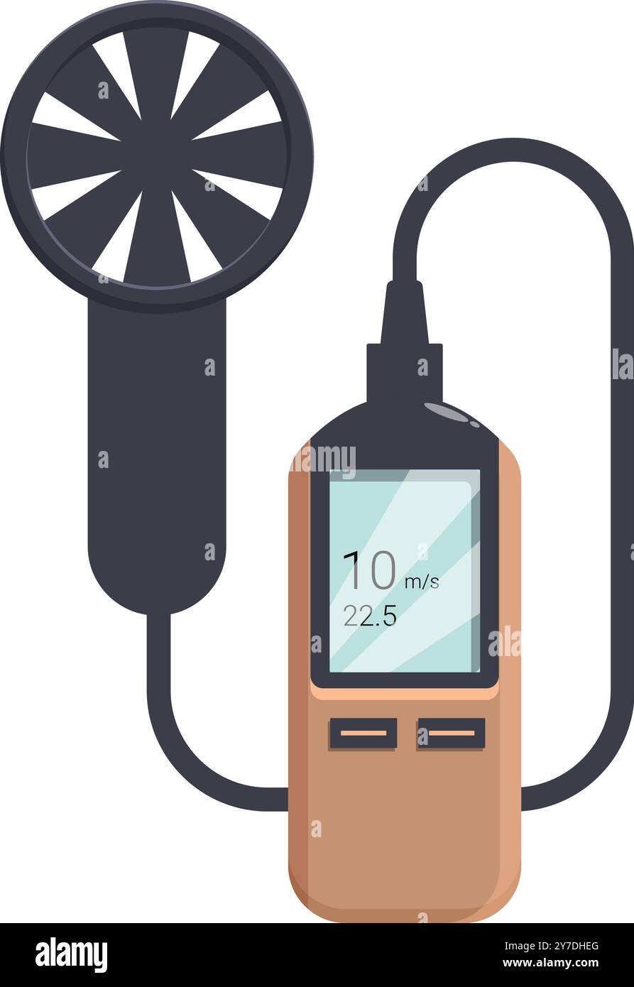 Digital anemometer is measuring wind speed and displaying information ...