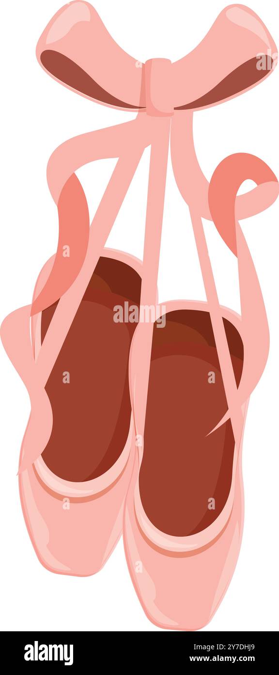 Pink ballet shoes hanging with ribbon tied around them, isolated on ...