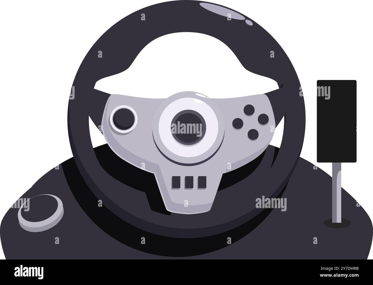 Modern racing simulator steering wheel with gear shift lever, providing ...