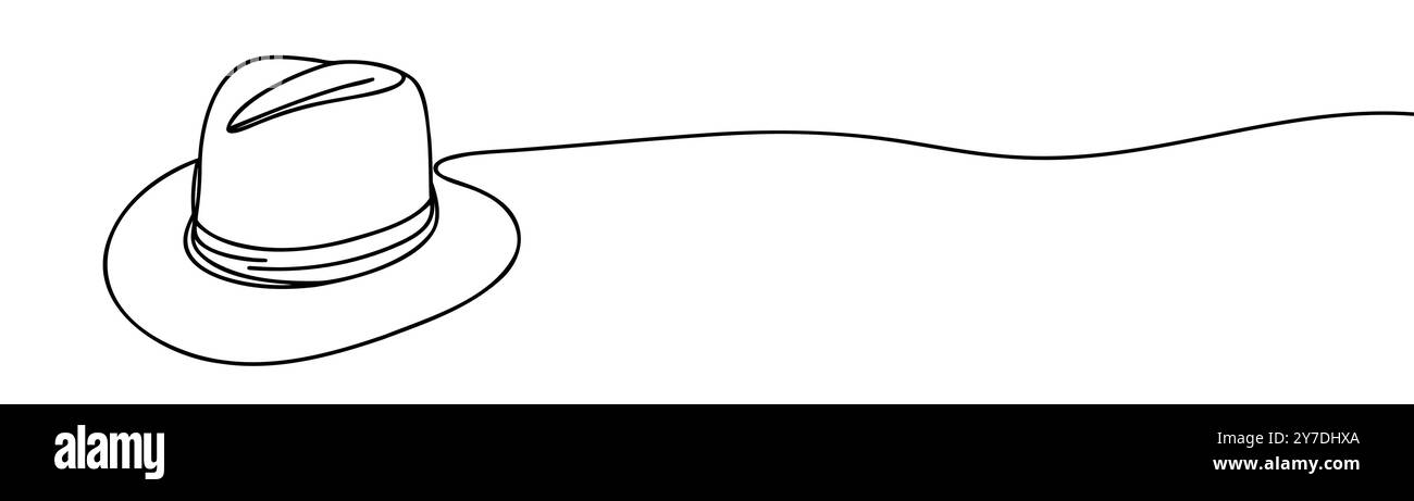 Continuous one line drawing of hat. Isolated on white background vector ...