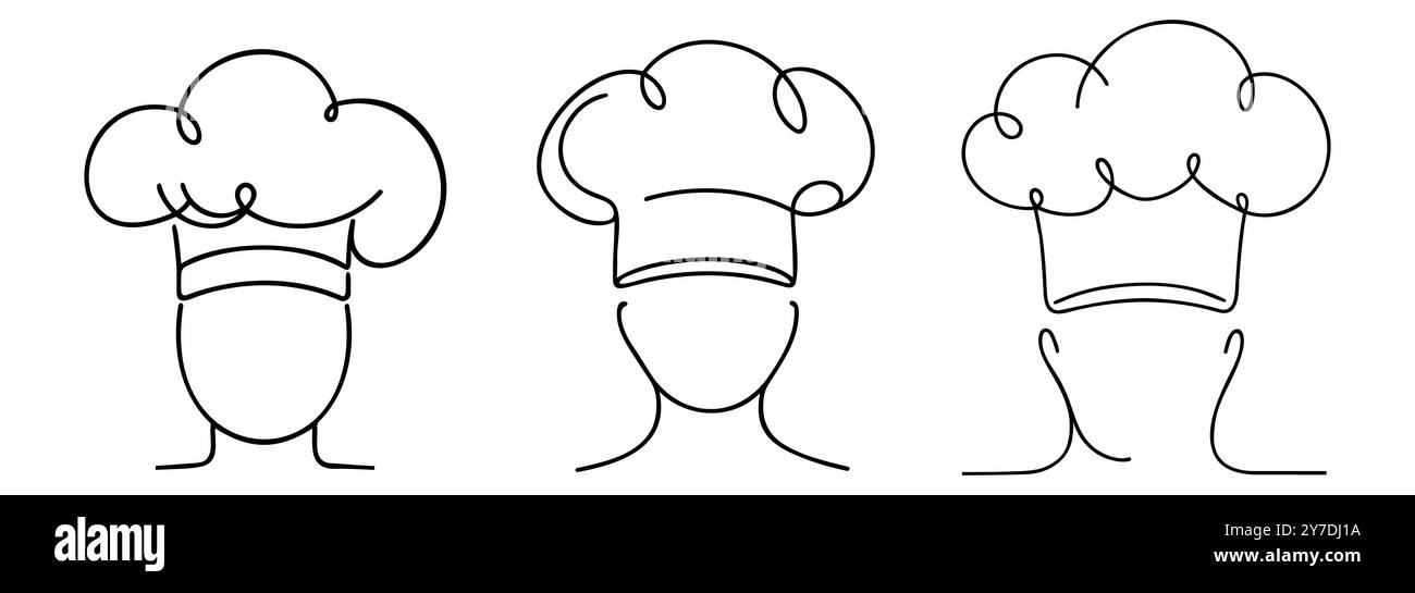 continuous line drawing of professional chef man on white background ...