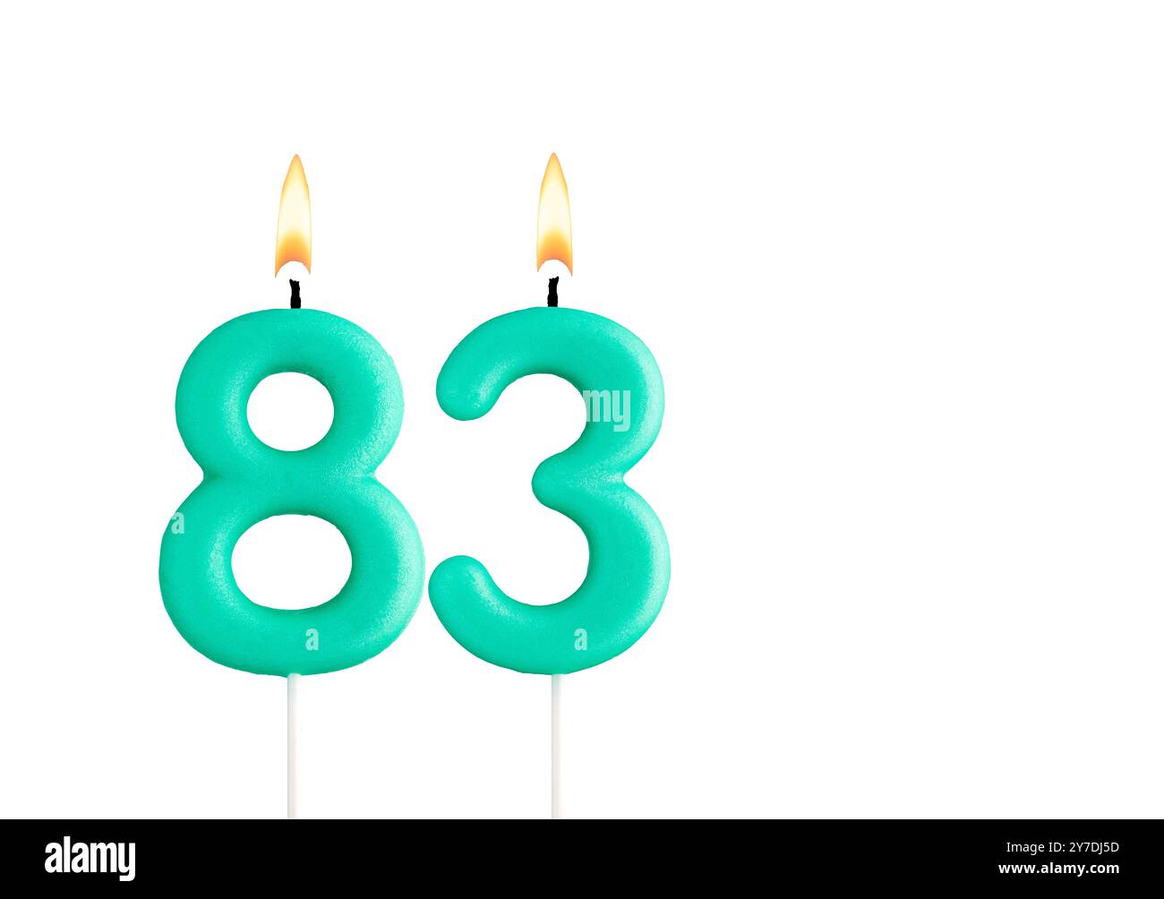 Green birthday candle on white background - Candle number 83 Stock ...