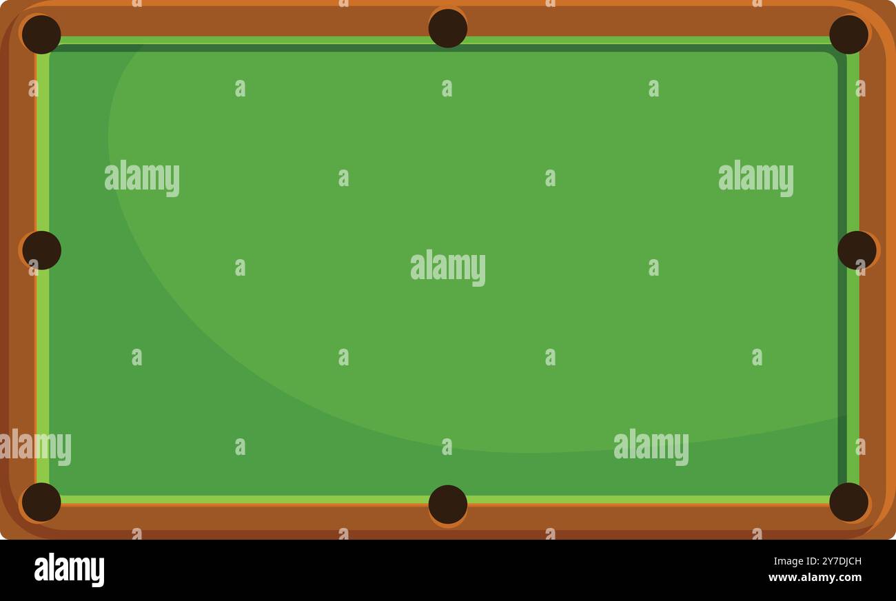 Green empty pool table for playing billiards with holes and wooden ...