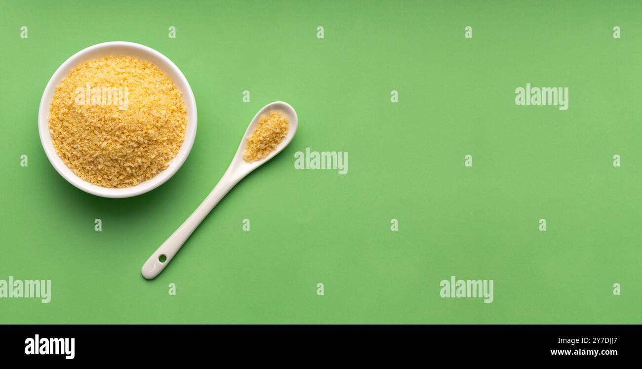 Japanese yellow panko crumbs in spoon and bowl Stock Photo - Alamy