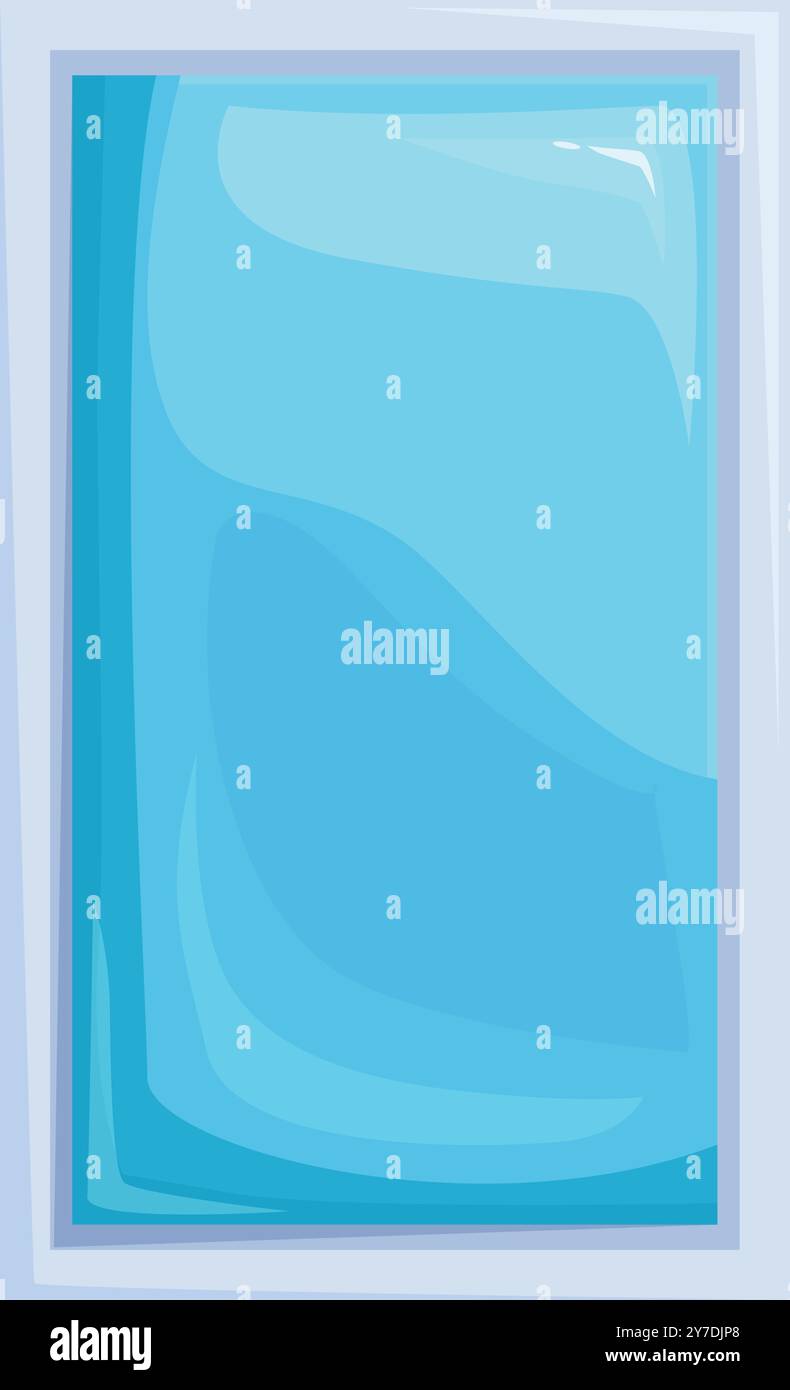 Cartoon top view of a square swimming pool filled with light blue water ...