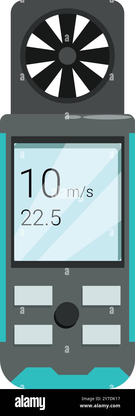 Digital anemometer showing wind speed and temperature on screen Stock ...
