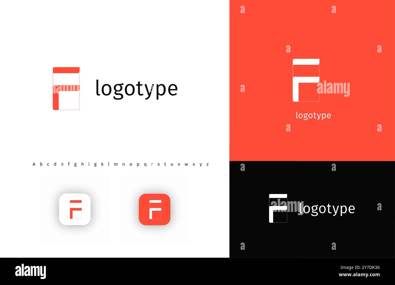 Geometric letter F, minimalist logo, blueprint monogram for ...