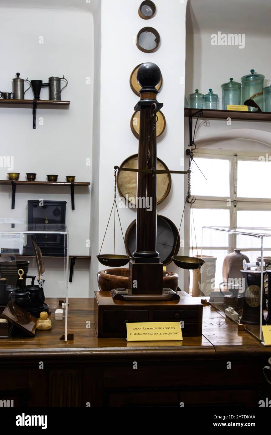 Pharmaceutical scale from the 19th century at the Pharmacy Museum in ...