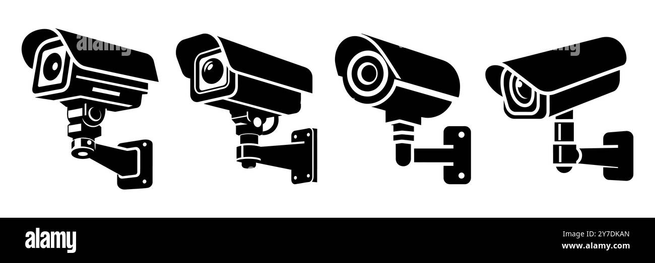 Surveillance camera icon set. Symbol of surveillance camera Stock ...