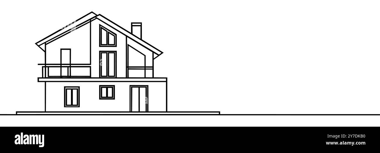 modern house line drawing. Construction concept Stock Vector Image ...