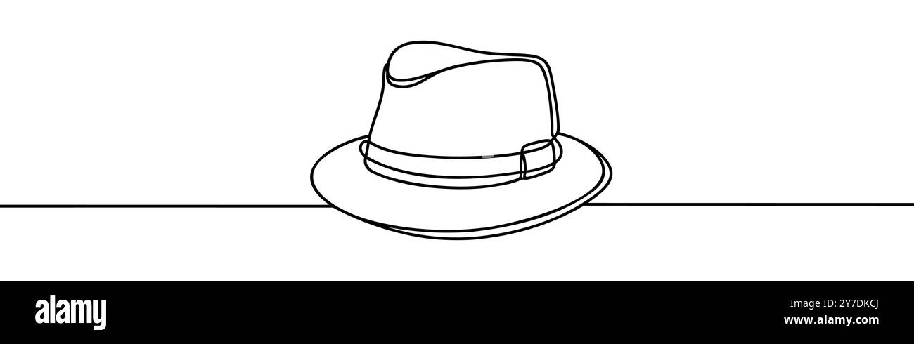 Continuous one line drawing of hat. Isolated on white background vector ...