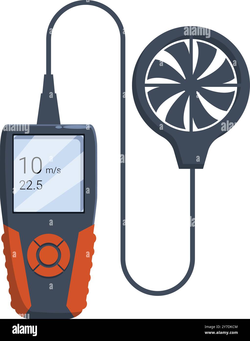 Digital anemometer is measuring wind speed and displaying results on ...