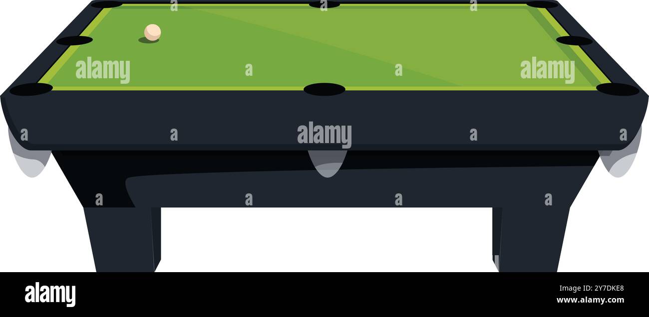 Illustration of a green empty pool table with one ball is standing on white background Stock ...