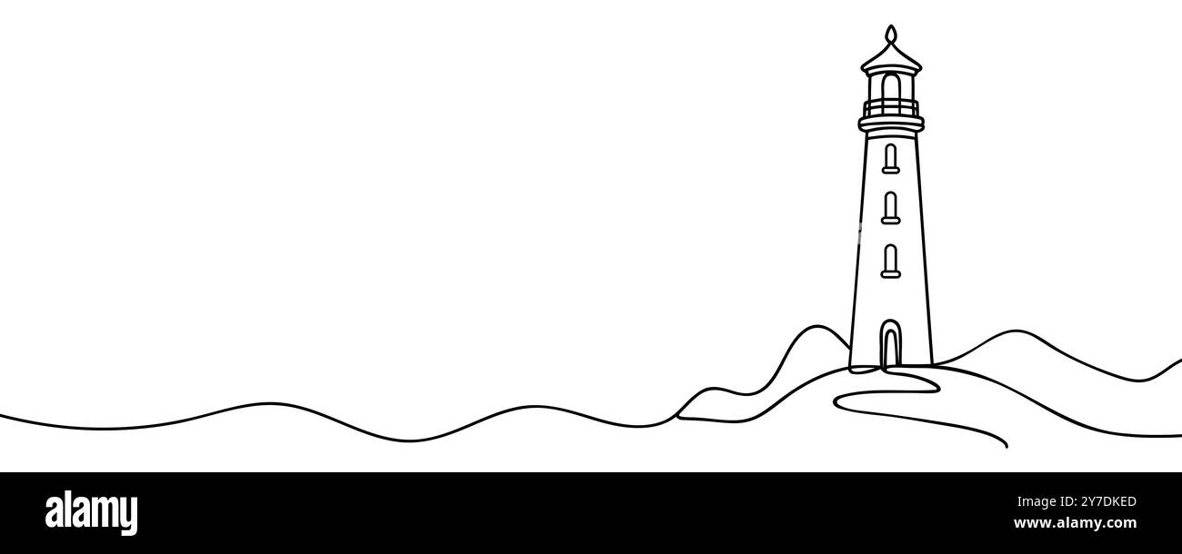 Continuous one line drawing of lighthouse tower. Simple illustration of ...