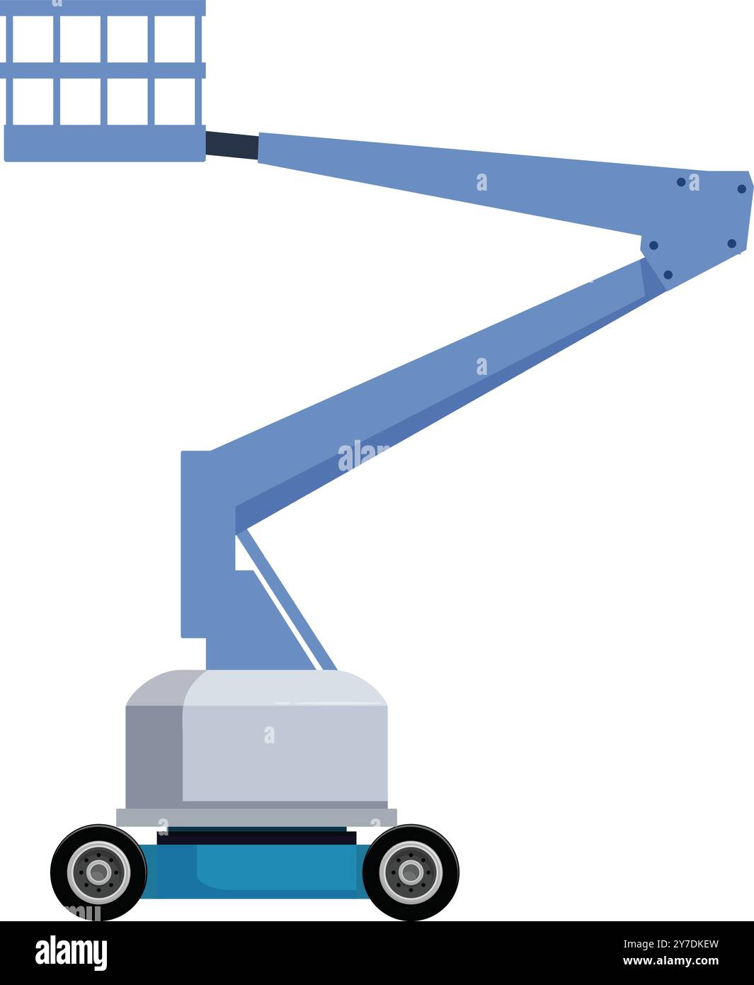Blue telescopic boom lift extending its arm, showcasing its ability to ...