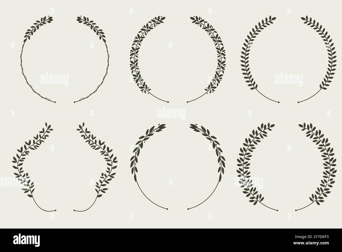 Leaves vines line shapes border hand drawn collection-Vector ...