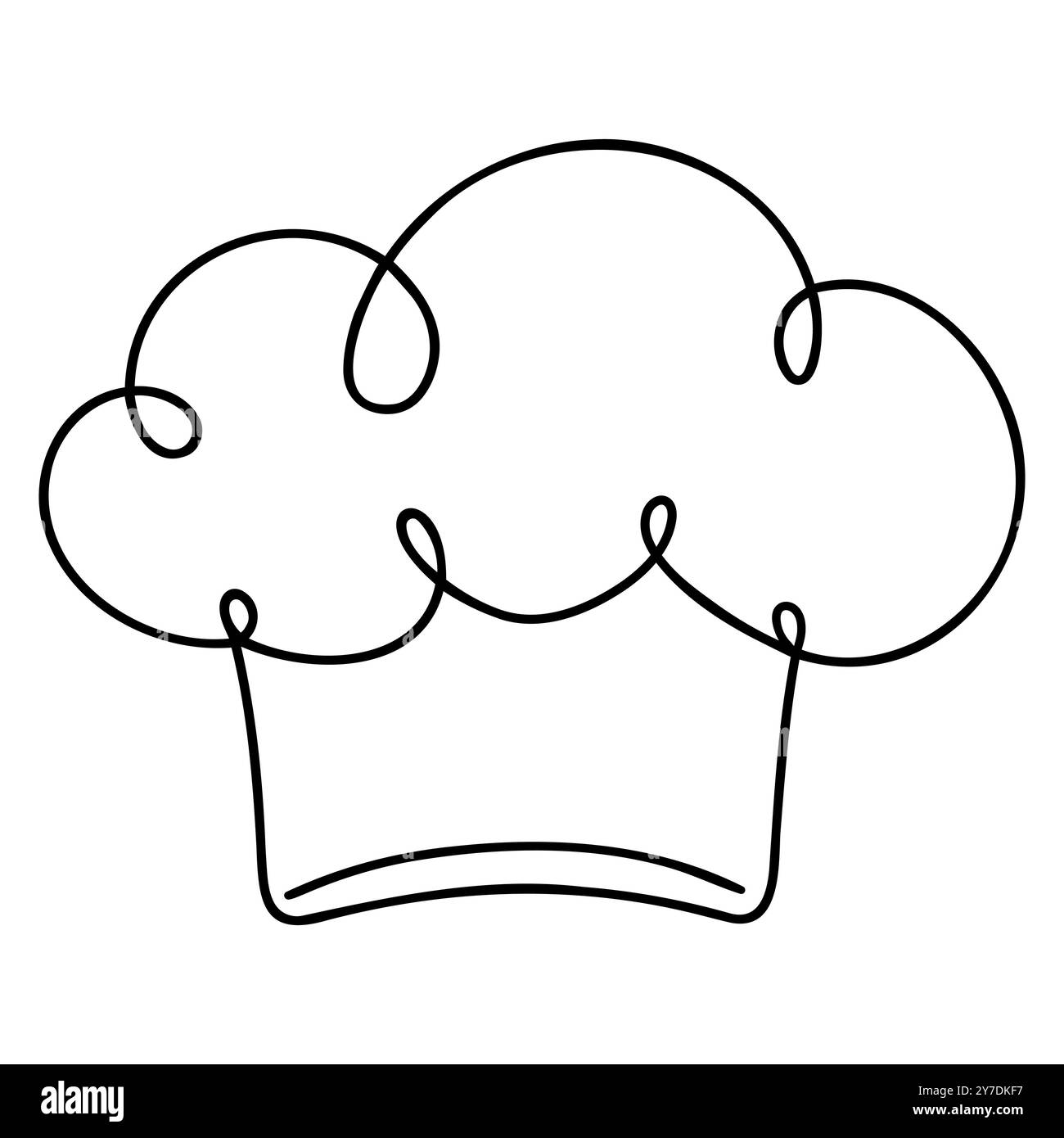 Continuous one single line drawing of chef hat or cap . Menu food ...