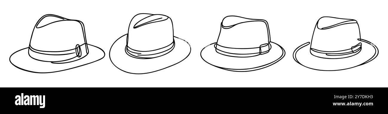 Set of hat sketch drawn. Isolated on white background vector ...