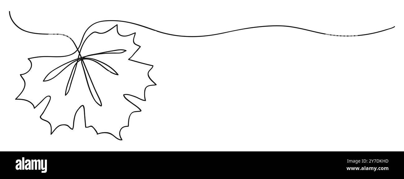 Maple leaf one line drawing isolated on white background.Vector ...