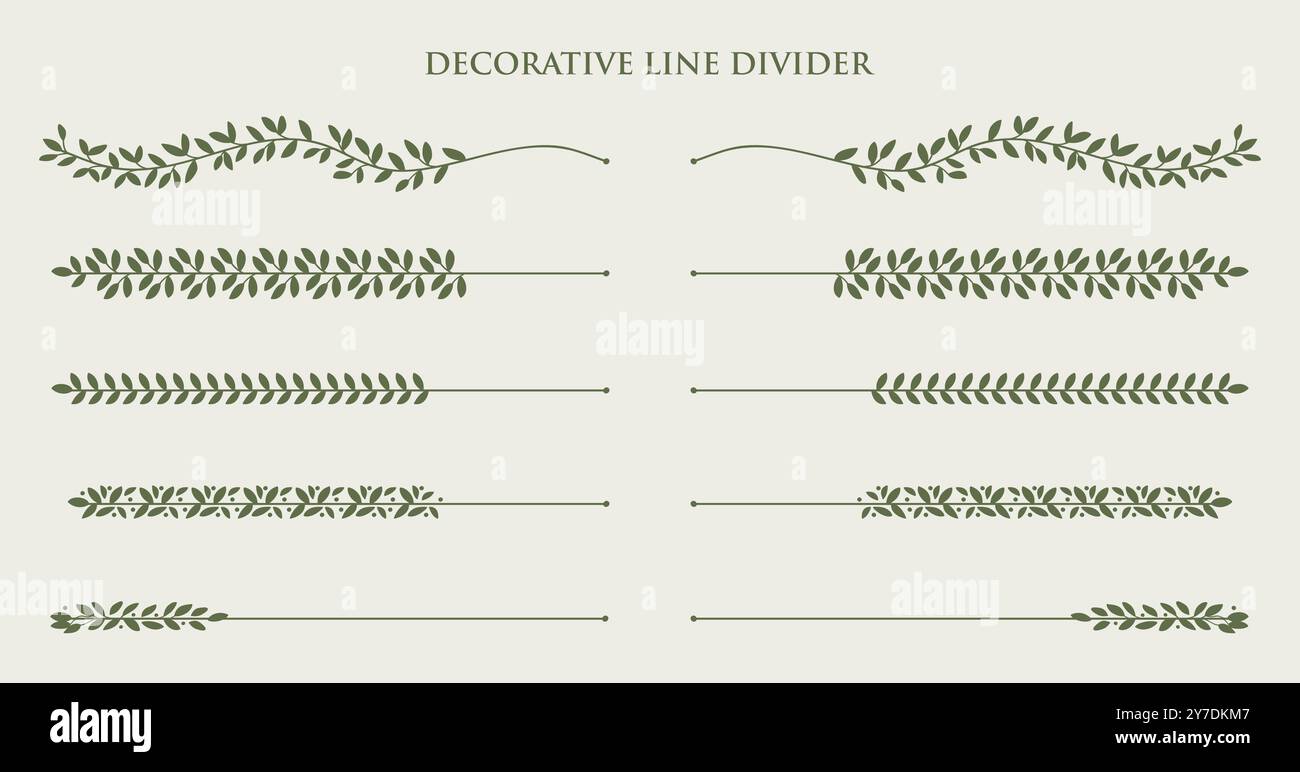 Leaves vines line divider for text layout separator decoration element ...