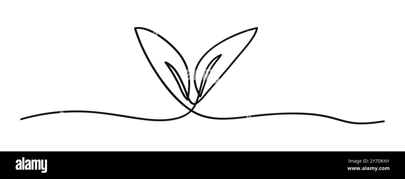 Growing Sprout One Line Art . Hand drawn vector Illustration Stock ...