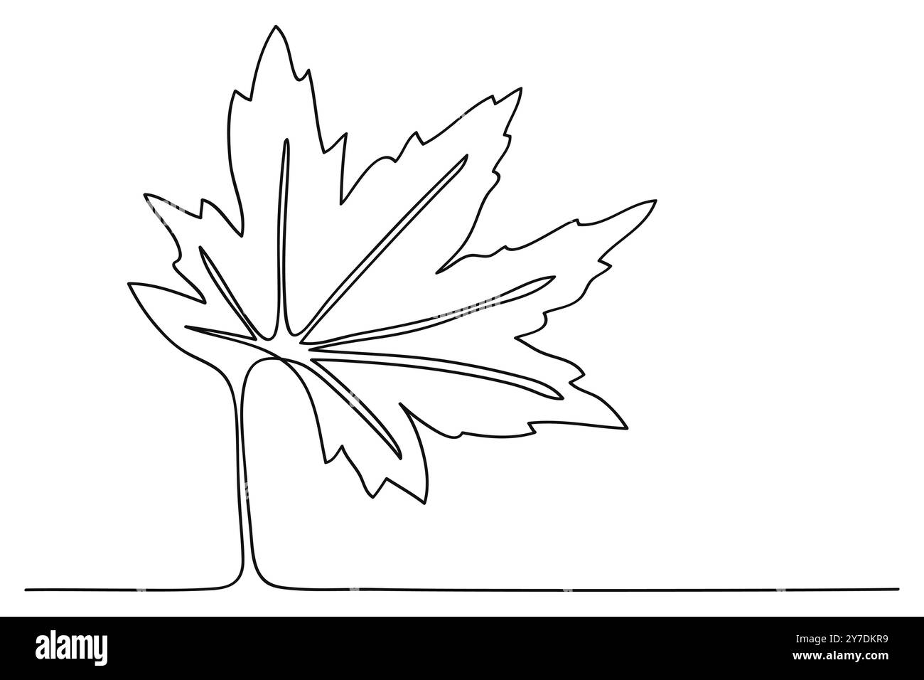 One continuous line maple leaf hand drawn isolated on white background ...
