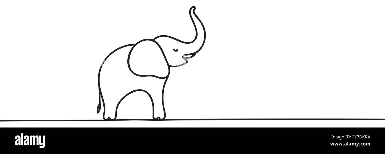 Elephant continuous one line Stock Vector Images - Alamy