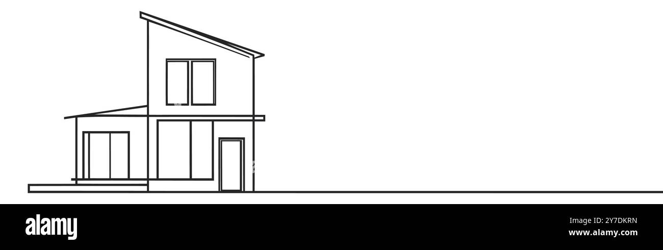 modern house line drawing. Construction concept Stock Vector Image ...
