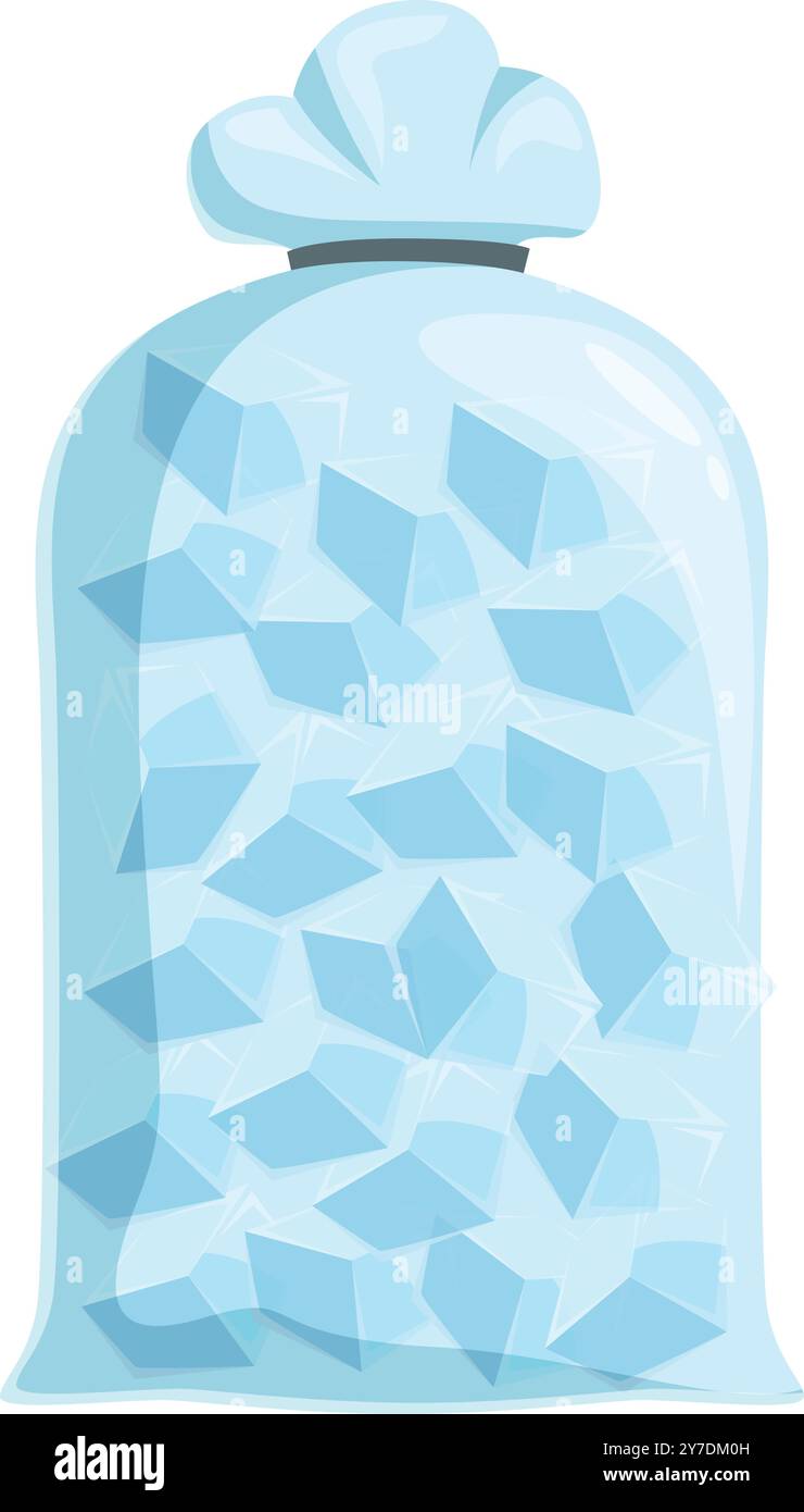 Transparent plastic bag full of ice cubes for cooling drinks in a ...