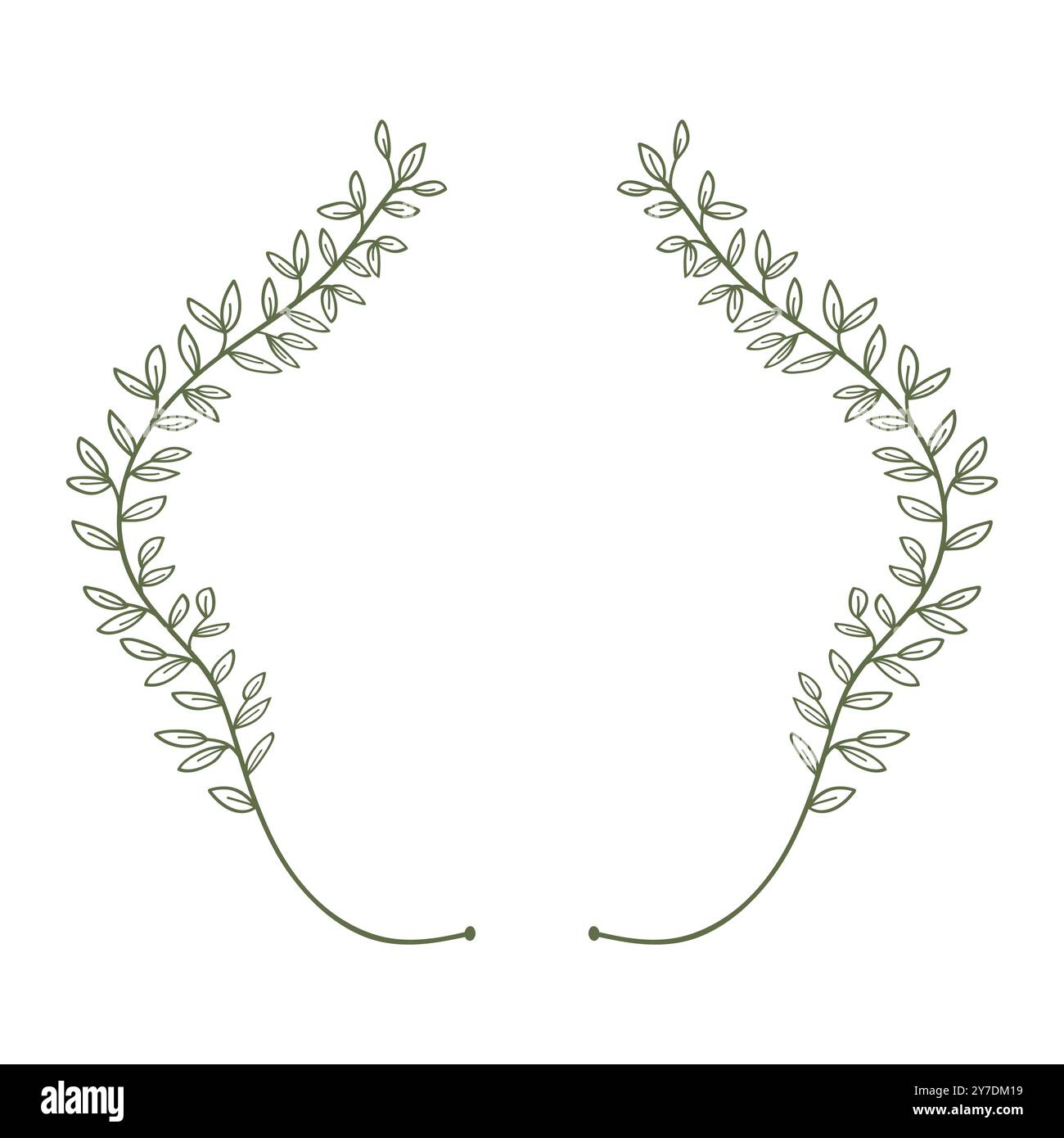 Leaves vines line shape border hand drawn collection-Vector Stock ...