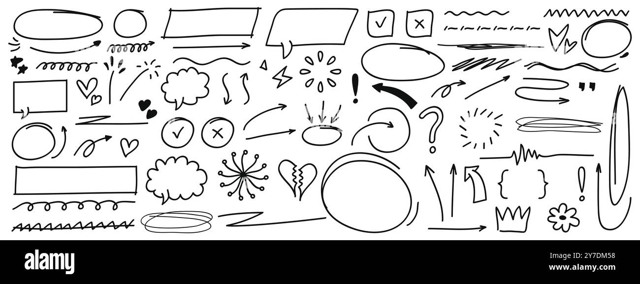 Set of pen line doodle element collections.Vector illustration Stock ...