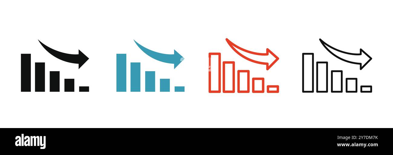 Reduction chart icon set depicting data reduction symbols.Vector ...