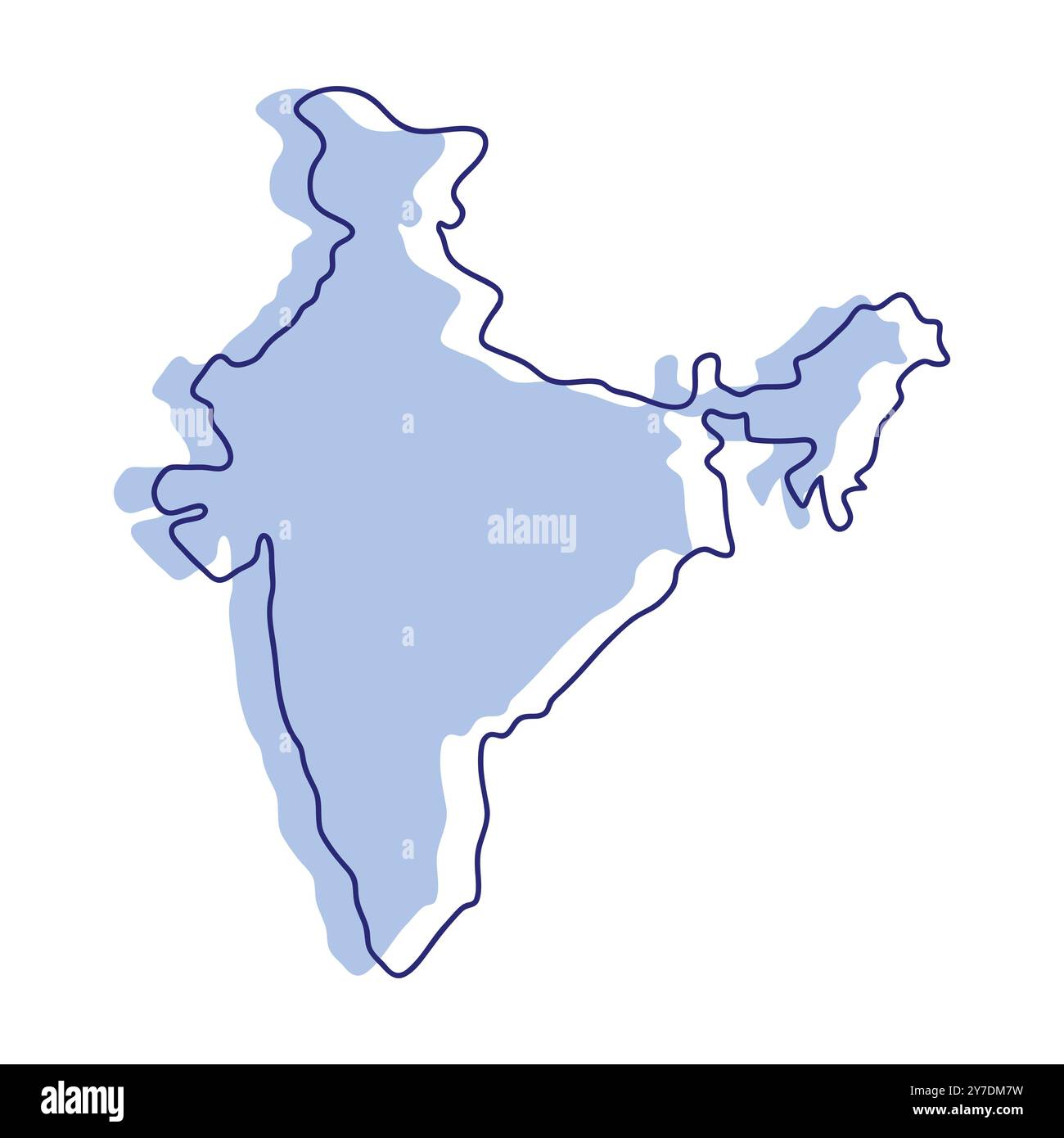 Map of India in blue color, and outline. Silhouette of Country isolated ...