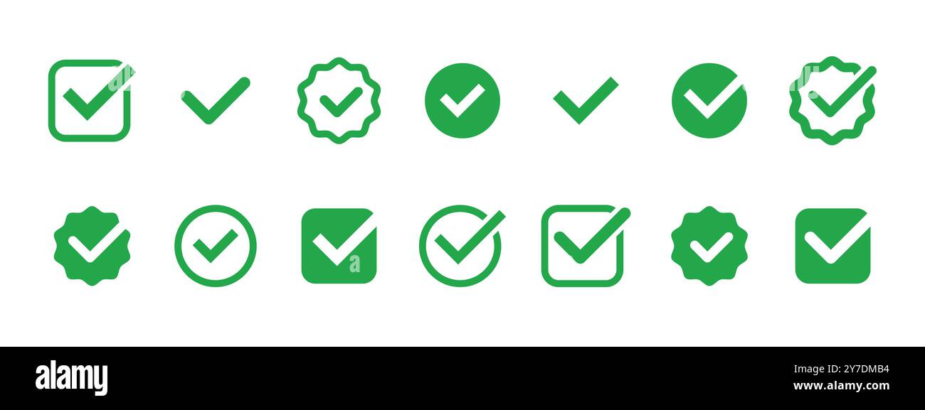 Checkmark icon. Green checkmark icon set. Vector illustration Stock ...
