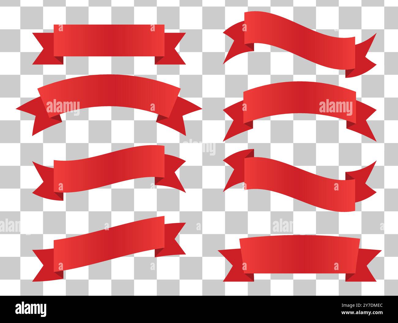 Red Ribbons banner collection. Ribbon set. Vector illustration Stock ...