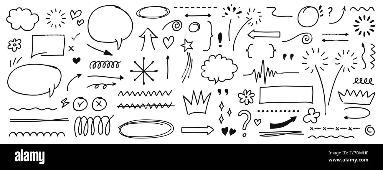 Set of pen line doodle element collections.Vector illustration Stock ...
