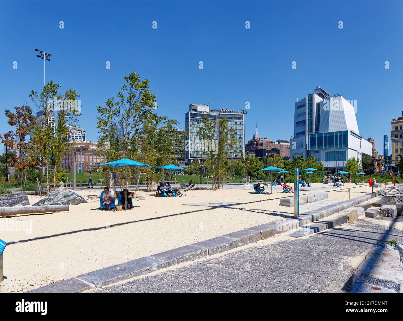 Gansevoort Beach, part of Hudson River Park, with The Standard High ...