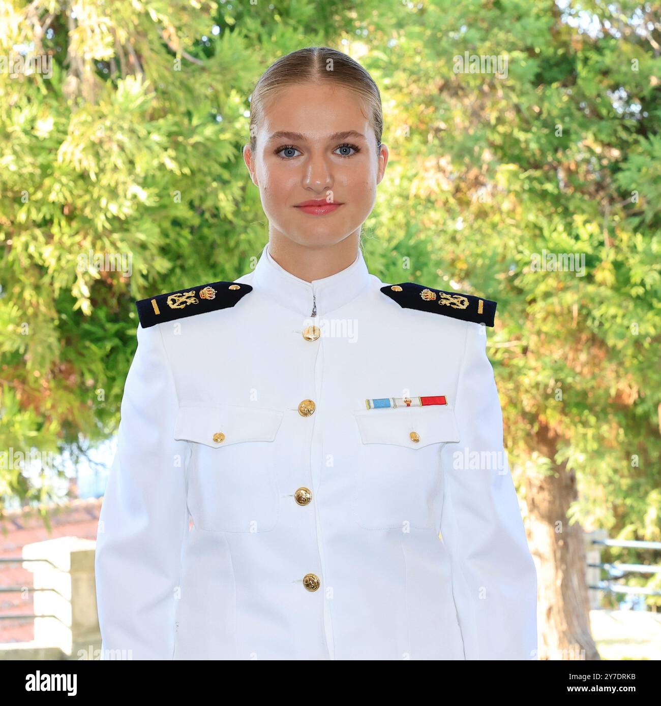 Crown Princess Leonor of Spain arrives at the Naval School of Marín on ...