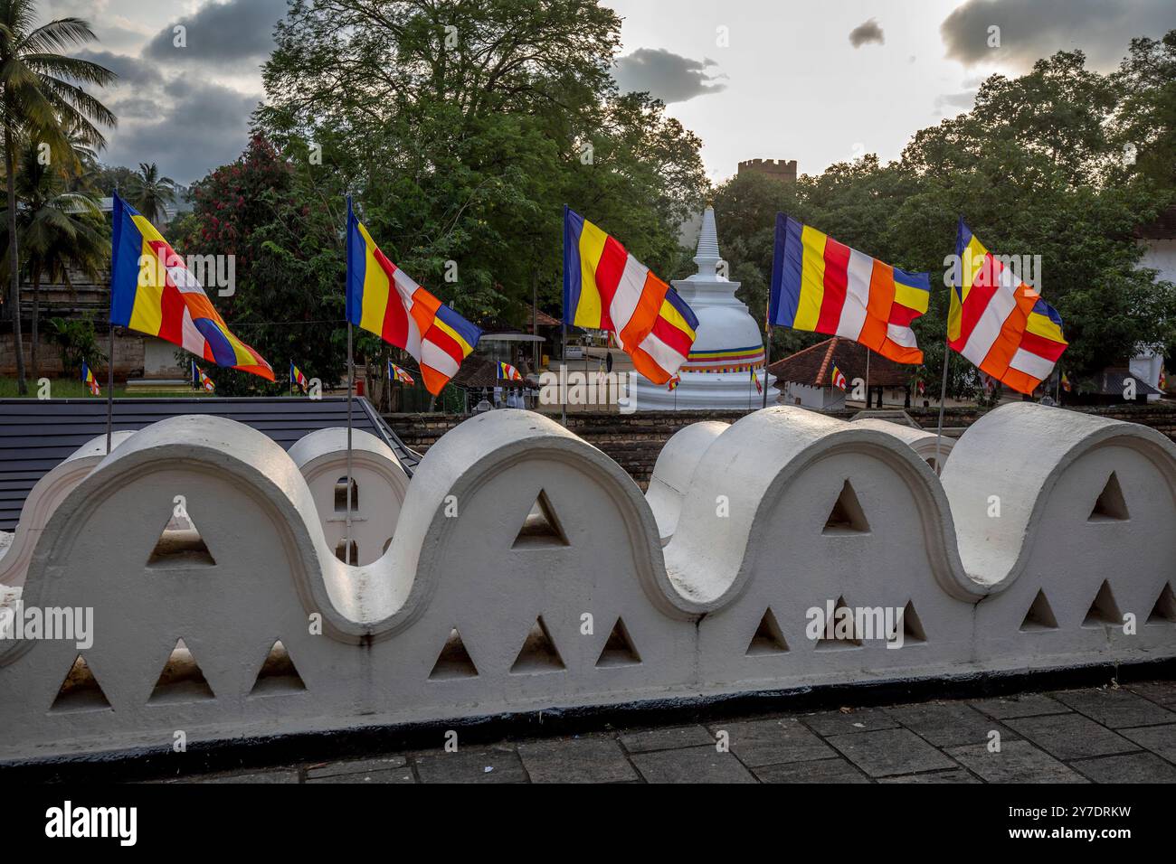 A view from the wave wall surrounding the Temple of the Sacred Tooth ...