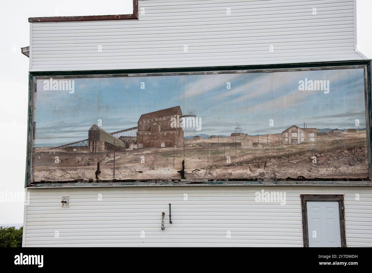 Mural depicting the iron ore mining history of the town of Wabana on ...