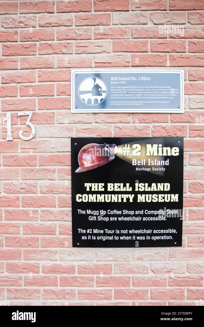 Number 2 Mine museum signs in Wabana, Bell Island, Newfoundland ...
