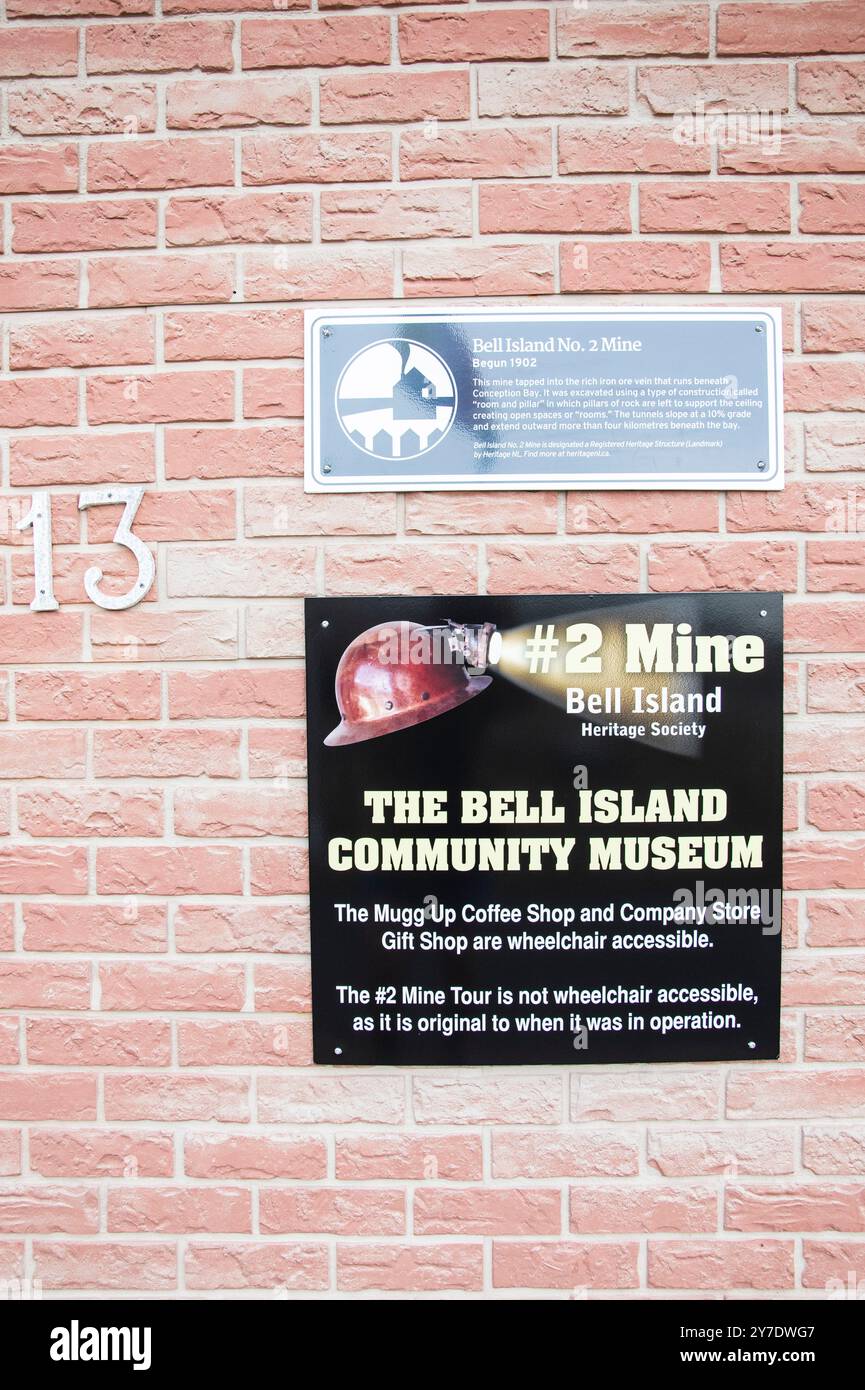 Number 2 Mine museum signs in Wabana, Bell Island, Newfoundland ...